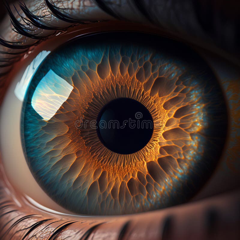 Close-up of Human Eye with Iris. 3D Rendering Stock Illustration ...
