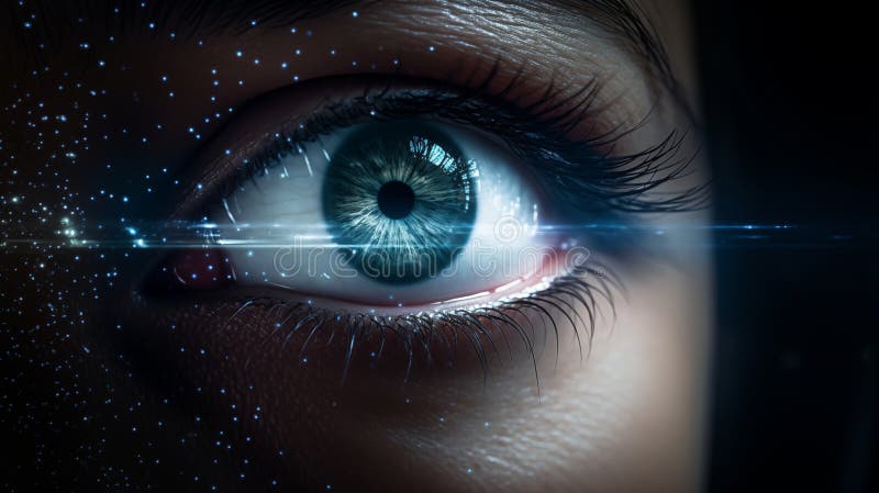 Human Eye and Light Waves, Visual Information Stock Image - Image of ...