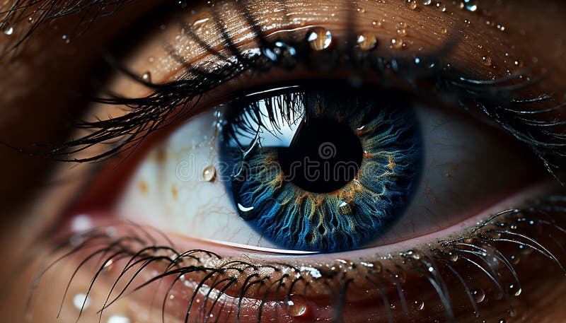 Close Up of a Human Eye, Looking with a Blue Iris Generated by AI Stock ...