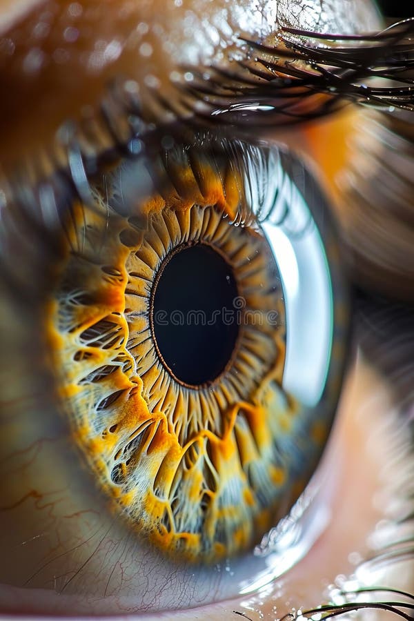 A Close Up of a Human Eye with Orange Iris Stock Image - Image of lens ...