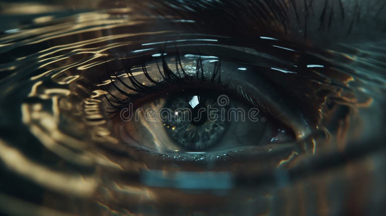 Close-up of a Human Eye, with the Pupil and Iris Dramatically Reflected ...