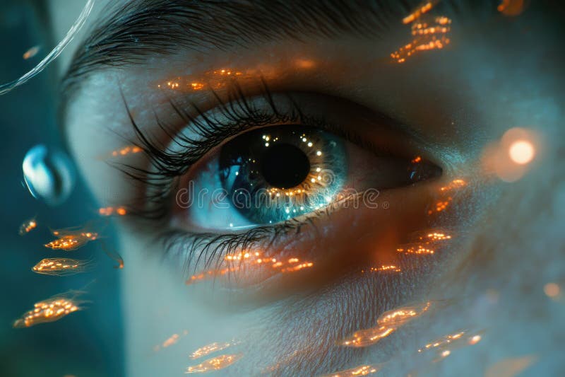 Close-up of Human Eye and Pupil Underwater, Fantasy. Stock Image ...
