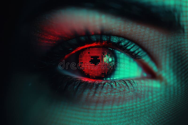 Futuristic Eye Digital Code Security Technology Biometric Close Up ...