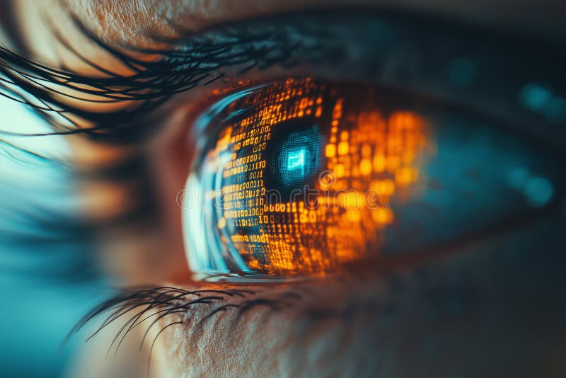 Futuristic Eye with Data Reflections Stock Illustration - Illustration ...