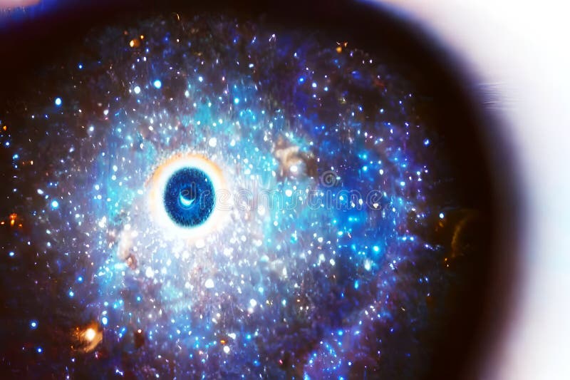 A Close-up of a Human Eye that Reflects a Galaxy Full of Stars and ...