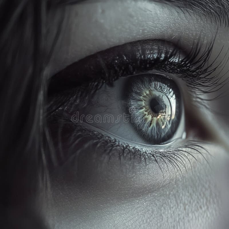 Detailed Close-up of a Human Eye with Reflections Stock Image - Image ...