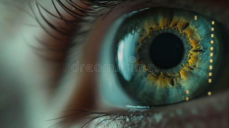 Close-up of a Human Eye Showing Details of Genetic Modifications and ...