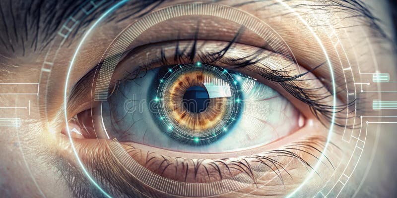 Close-up of a Human Eye with Superimposed Technological Interface ...