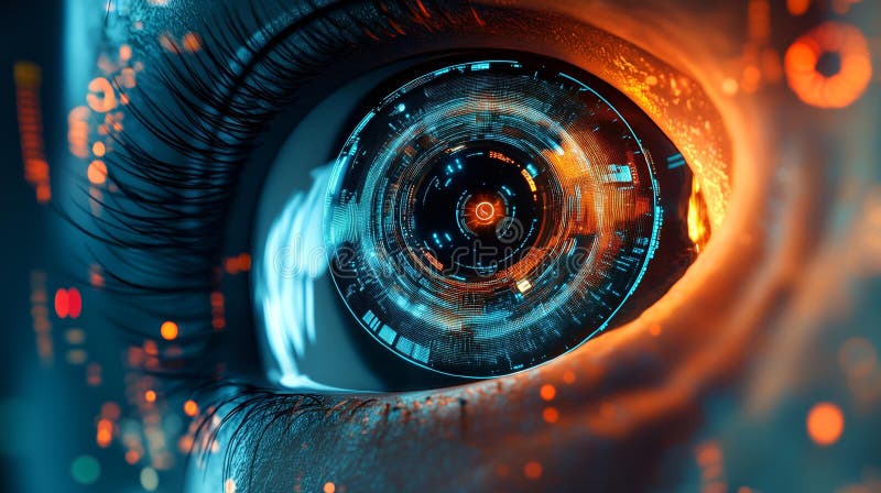 Close Up of Human Eye. Technology Concept Stock Illustration ...