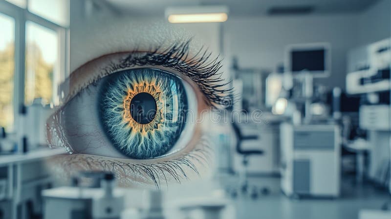 Close-up of a Human Eye with Vibrant Iris Against a Blurred Background ...