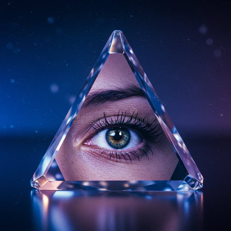 A Close-up of a Human Eye Viewed through a Transparent Triangular Prism ...