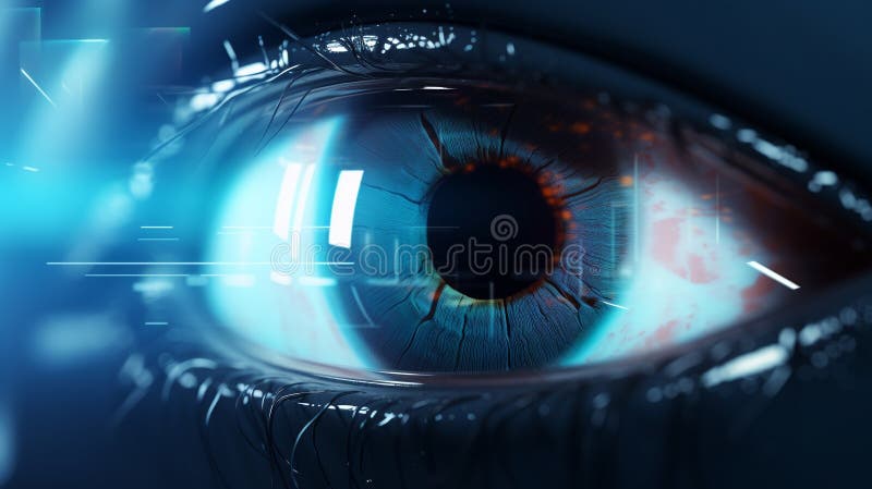 Close-up of a Human Eye with Virtual Hologram Elements. AI Generated ...