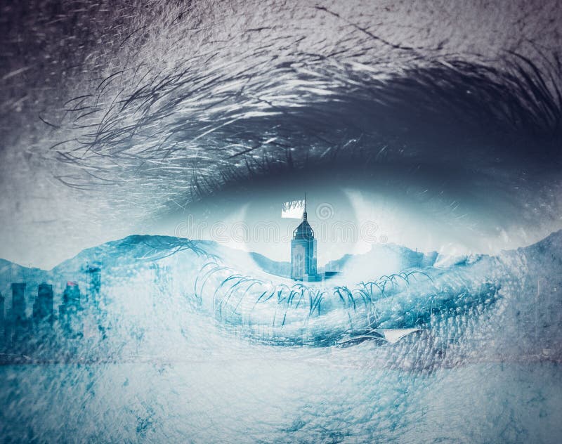 Close-up of Human Eye with Visual Effects. Double Stock Photo - Image ...