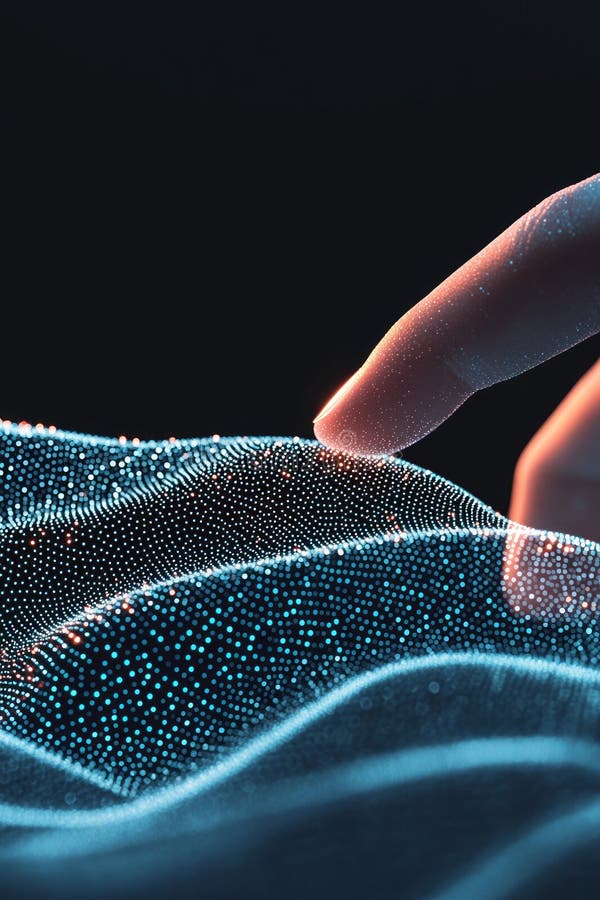 A Close-up of a Human Finger Interacting with a Textured Digital ...