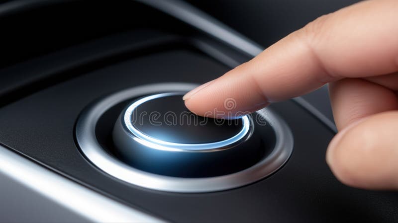 Close-up of Human Finger Pressing Car Ignition Button To Start Engine ...