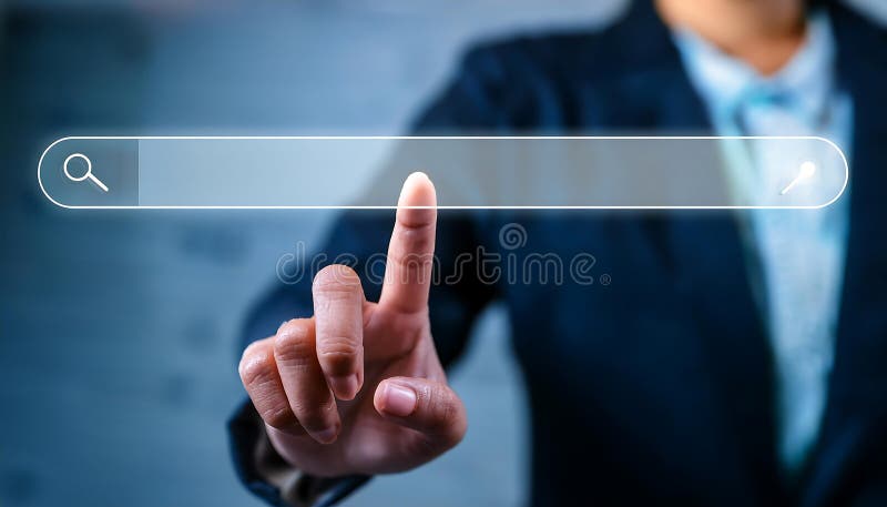 Close-up of Human Fingers Interacting with Search Bar Interface Stock ...