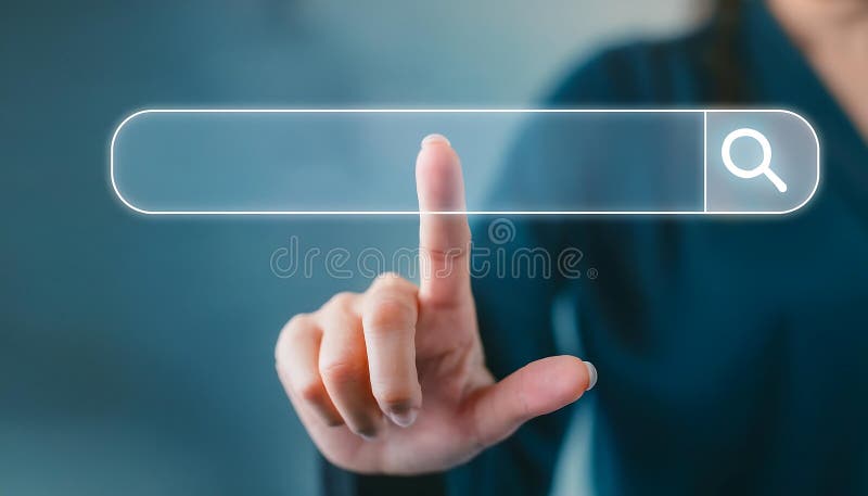 Close-up of Human Fingers Interacting with Search Bar Interface Stock ...