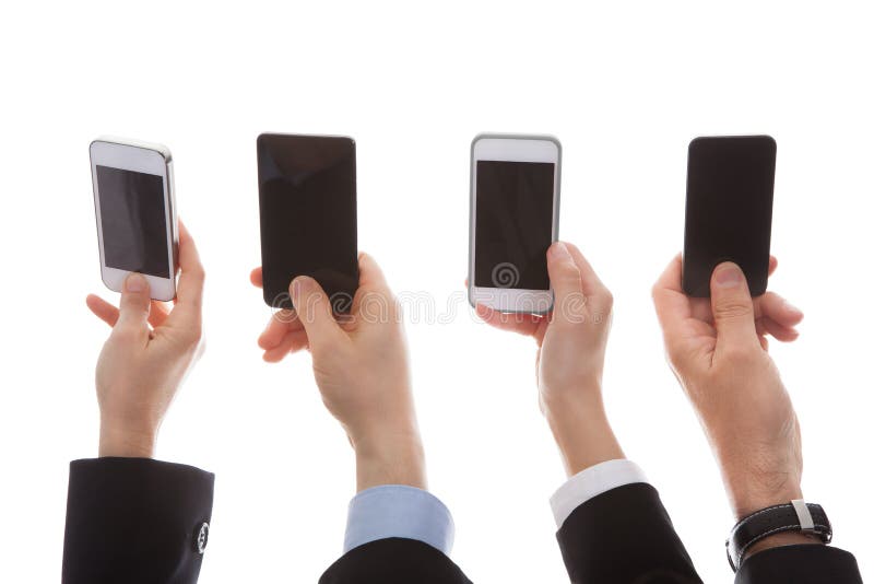 Close Up of Human Hand Holding Cell Phone Stock Image - Image of screen ...