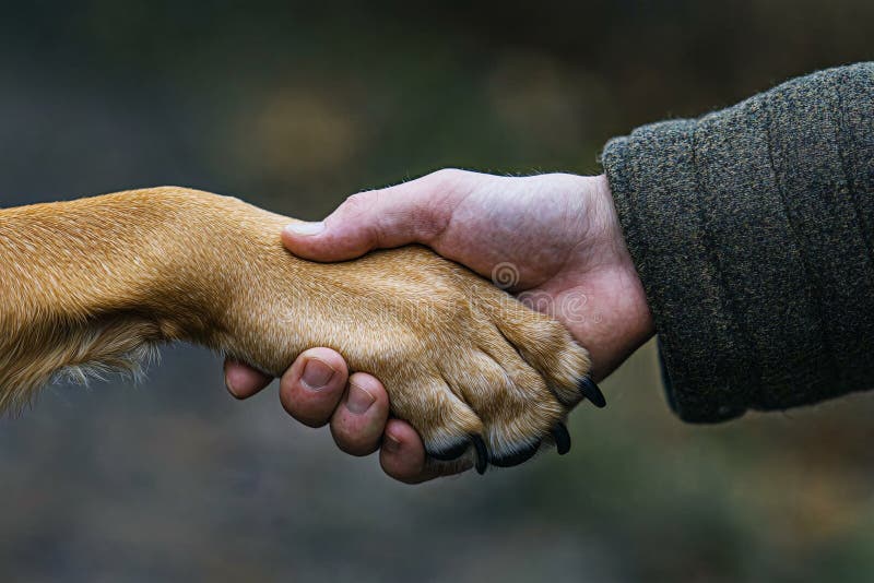Close Up of Human Hand Holding Dog Paw Stock Illustration ...