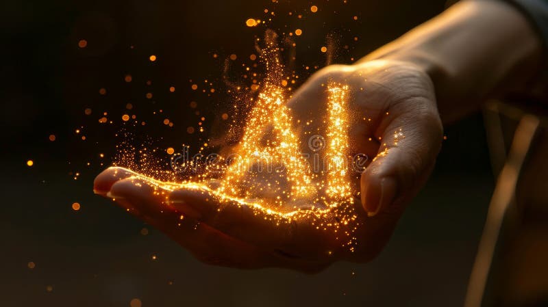 Close Up of Human Hand Holding Magical Ai Letters, Symbolizing Emerging ...