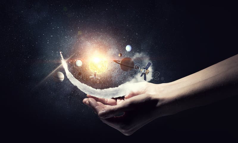 Solar system in hands stock photo. Image of everlasting - 102306718