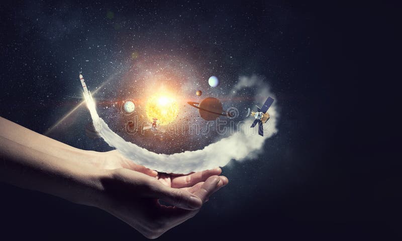 Solar system in hands stock photo. Image of planet, future - 106750180