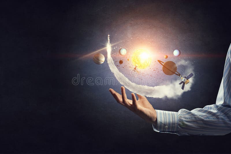 Solar system in hands stock image. Image of cosmos, future - 108773099
