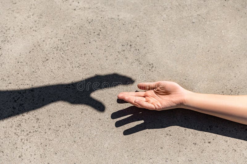 Close Up of Human Hand Reaching To Shadow Stock Image - Image of ghost ...