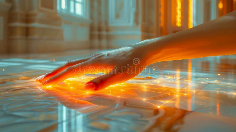 Close-up of Human Hand Touching Computer Board with Microchips Stock ...