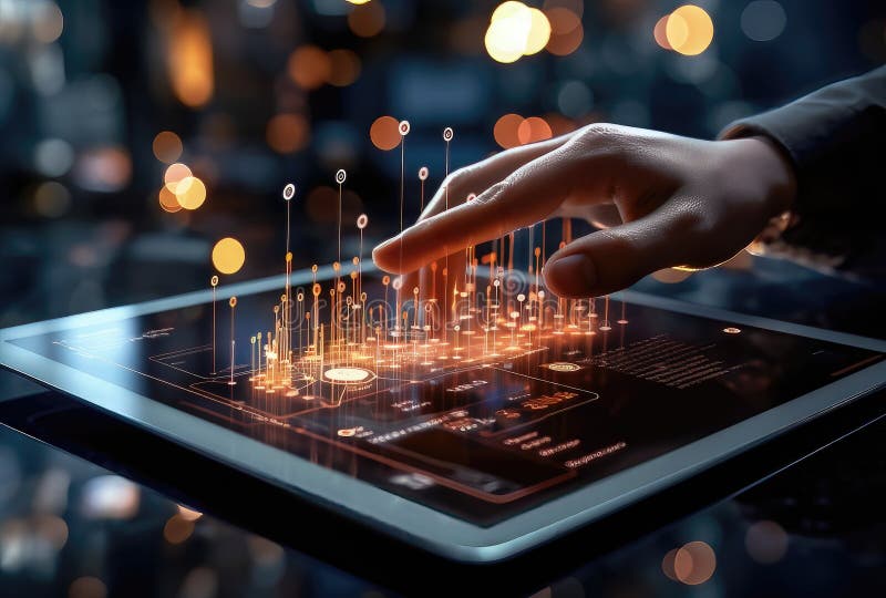 Close Up of Human Hand Touching Screen Stock Illustration ...