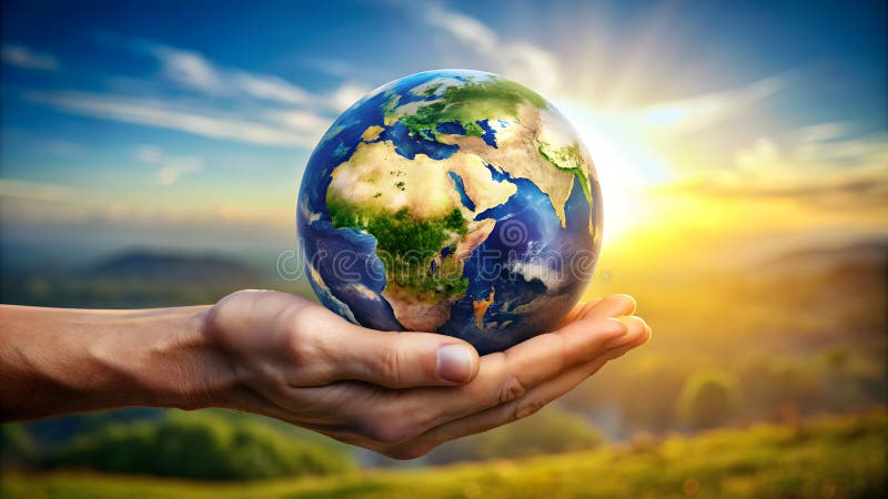 Close Up of Human Hands Holding Earth Planet. Stock Illustration ...
