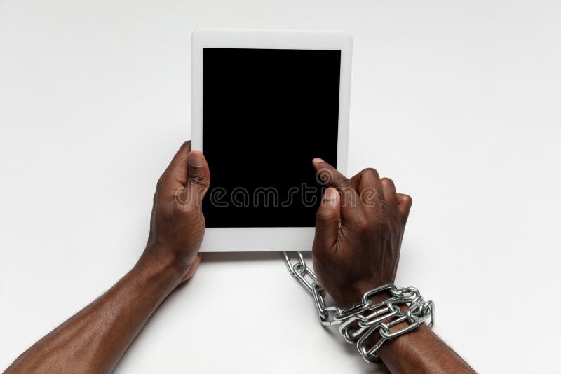 Close Up of Human Hand Using Tablet with Blank Black Screen. Tied with ... Close Up of Human Hand Using Tablet with Blank Black Screen. Tied with ...