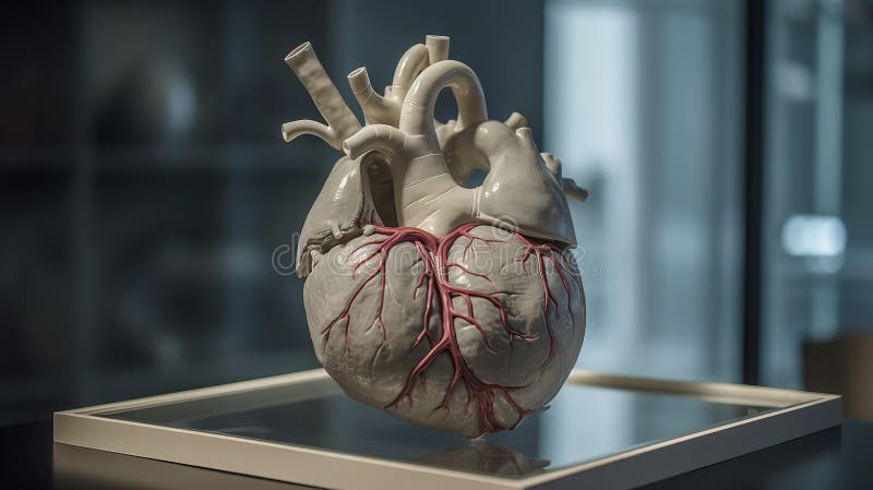 Close-up of Human Heart Model in Medical Environment Stock Illustration ...
