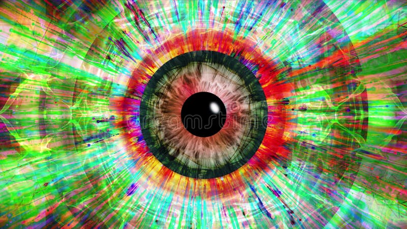 Close-up of a Human Iris with Psychedelic Multicolored Patterns Stock ...