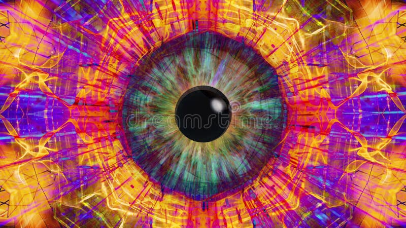Close-up of a Human Iris with Psychedelic Multicolored Patterns Stock ...