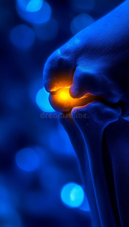 Close-up of Human Knee Joint Inflammation, Highlighted in Yellow and ...