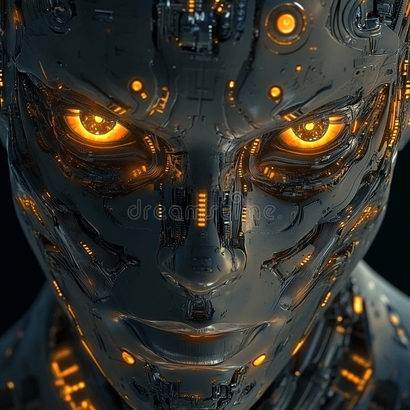 Close-Up of a Human-Like Android Face with Intricate Features Stock ...