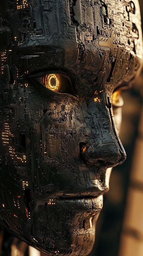 Close-Up of a Human-Like Android Face with Intricate Features Stock ...