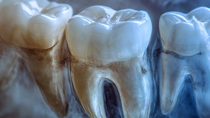 Close-up of Human Molars Showing Tooth Structure and Enamel Detail ...