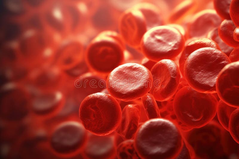 Close Up of Human Red Blood Cells Stock Illustration - Illustration of ...