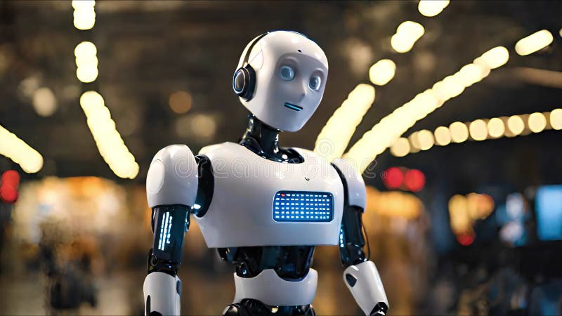 Close-up of Human Robot Looking Different Angle and To Camera while ...