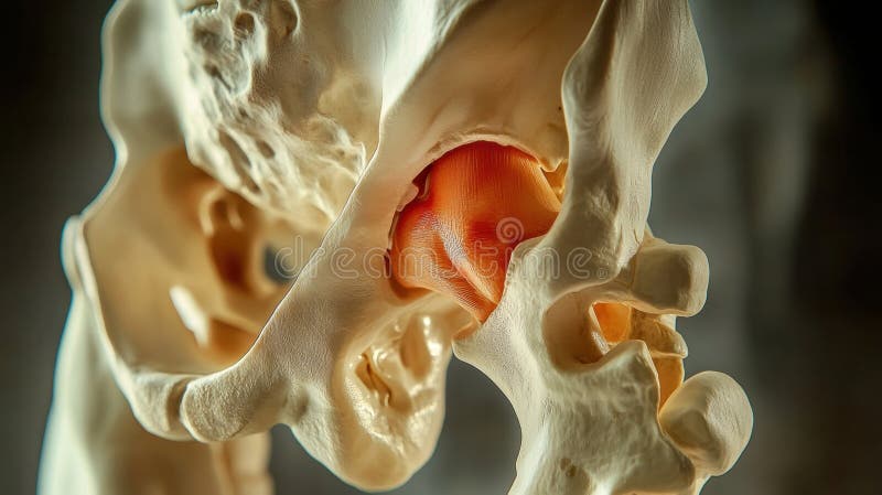 A Close Up of a Human Skeleton with a Red Spot Stock Illustration ...