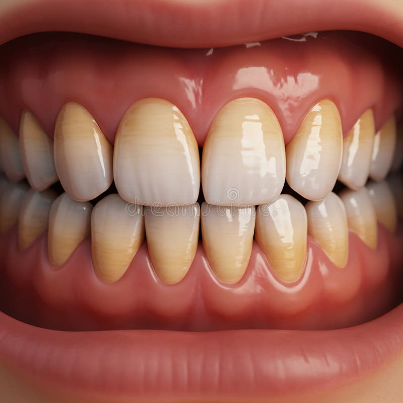 Close-up of Human Teeth Showing Both Upper and Lower Rows. the Teeth ...