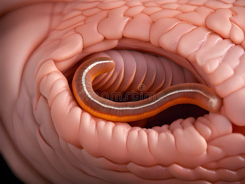 Close Up of a Human Worm, 3d Illustration Stock Illustration ...