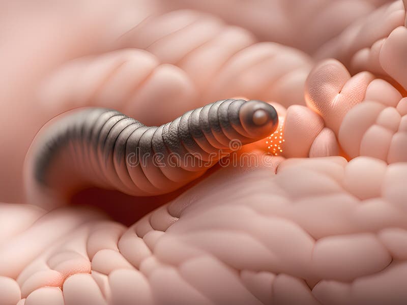 Close Up of a Human Worm, 3d Illustration Stock Illustration ...