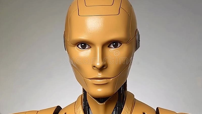Close-Up of a Humanoid Robot with Expressive Features Stock Video ...