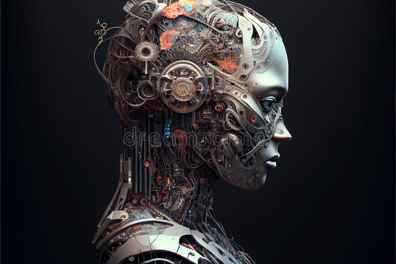 Close-up of Humanoid Robot in Profile. Ai Generated Stock Image - Image ...