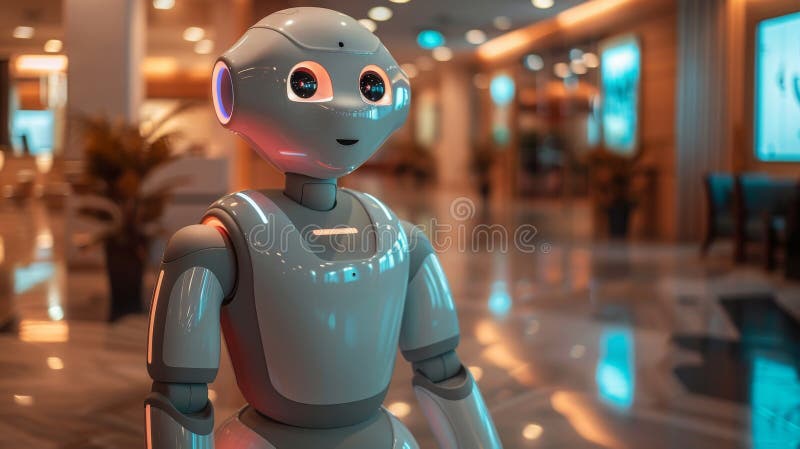 A Humanoid Robot in a Modern Lobby Stock Image - Image of science ...