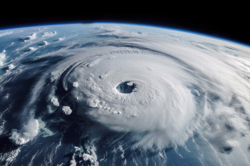 Close-up of Hurricane, with Clouds and Rain Visible Stock Illustration ...