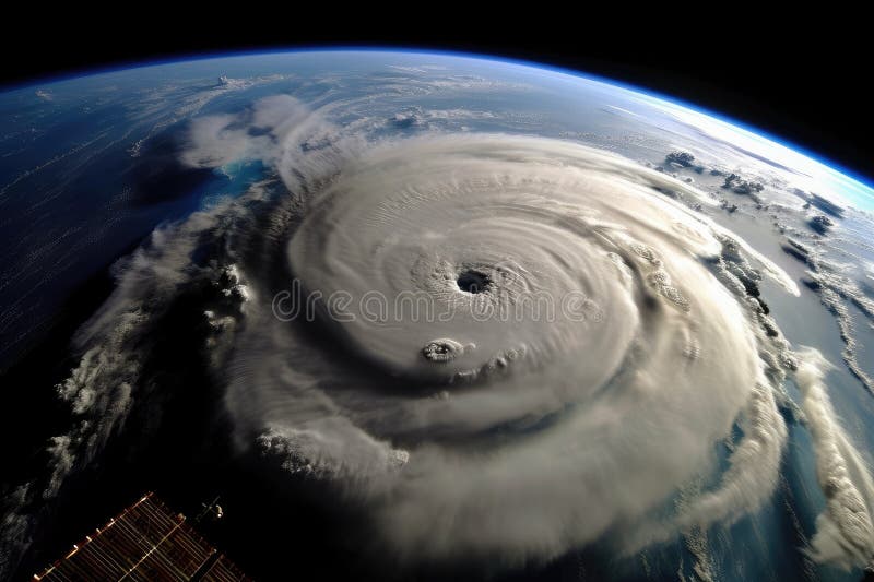 Close-up of Hurricane, with Clouds Swirling and Lightning Flashing ...
